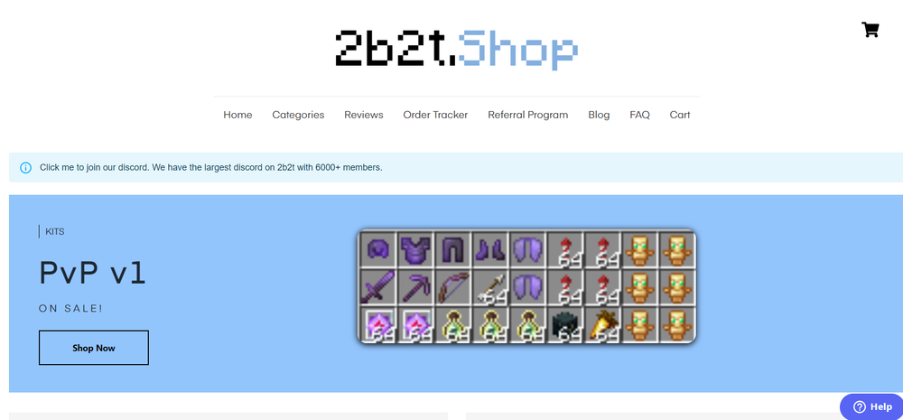 How do you buy kits from the 2b2t shop?